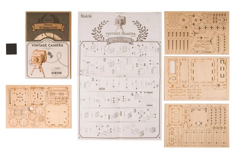 Vintage Camera 3D Wooden Puzzle – Block Center